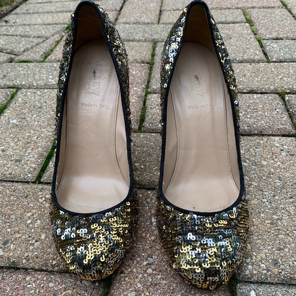 J. Crew | Shoes | Jcrew Collection Etta Sequin Block Heel Pumps | Poshmark